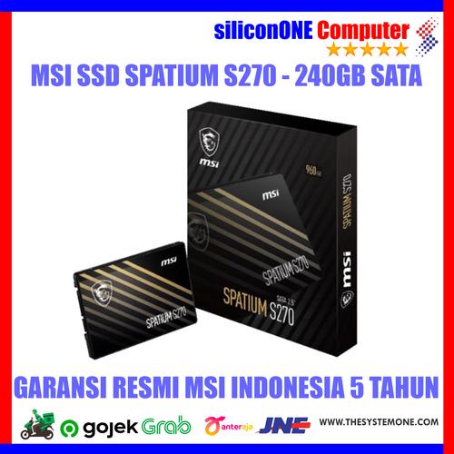 Jual MSI SSD 240GB SATA Spatium S270 Garansi Resmi 5 Tahun 2.5" SATA3 ...