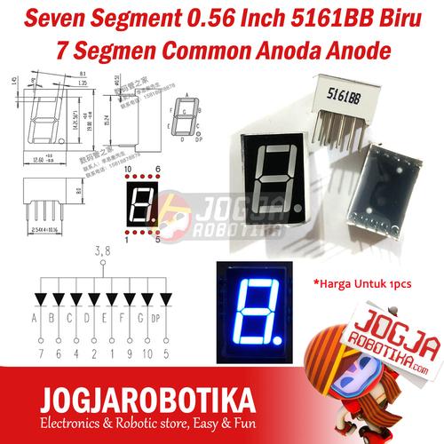 Jual Seven Segment 0.56 Inch 5161BB Biru 7 Segmen Common Anoda Anode ...