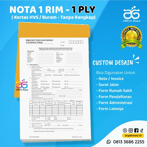 Jual Cetak Nota Custom 1 ply 1 rim Kertas HVS Buram Invoice Faktur Form ...