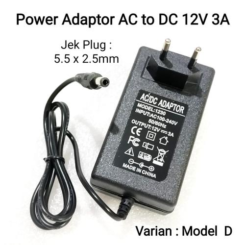 Jual ADAPTOR AC to DC 12V 3A 3000mA JEK plug 5.5x2.5mm power supply ...