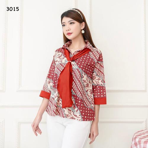 Jual Atasan batik wanita merah 17 agustus / seragam baju batik wanita ...