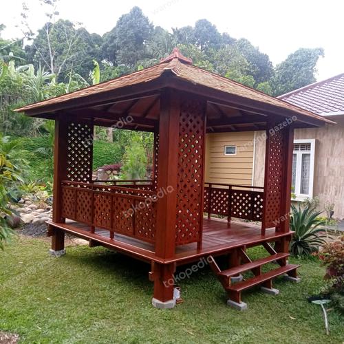Jual Saung Gazebo Minimalis Modern 3x3m Kayu Glugu / Kelapa || Gasebo ...