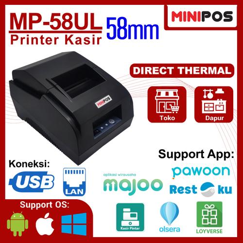 Jual Printer Thermal 58mm MINIPOS MP-58UL Kabel USB+LAN Murah Head Awet ...
