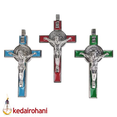 Jual Liontin Salib Medali Benedictus Corpus Patung Yesus Logam Warna ...