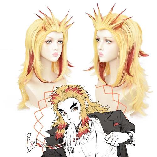 Jual LOL-60 wig rengoku kyojuro kimetsu no yaiba rambut palsu cosplay ...