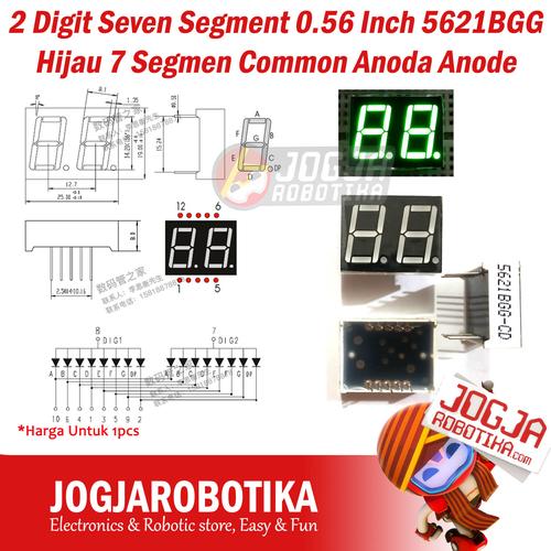Jual 2 Digit Seven Segment 0.56 Inch 5621BGG Hijau 7 Segmen Common ...