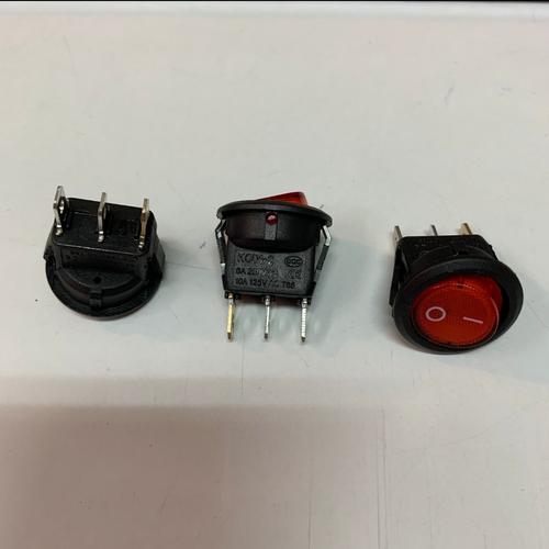 Jual saklar switch on off rocker 3 pin bulat merah + lampu - Kab ...