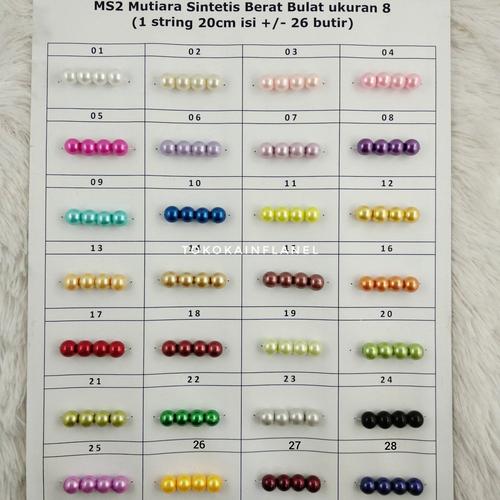 Jual MS2 Mutiara Sintetis Bulat ukuran 8 (1 string 20cm isi +/- 26 ...