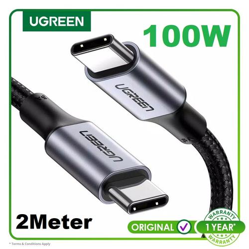 Jual Ugreen USB-C 20v 5A to USB-C Braided Cable 2m Black-70429 - 2Meter ...