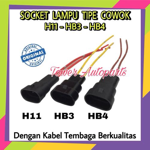 Jual Socket Bohlam H11 HB3 HB4 MALE / Soket Lampu Cowok Laki Kabel ...