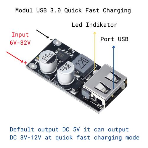 Jual Modul USB QC 3.0 2.0 Quick Fast Charge 5V 3.4A Charging Power DC ...