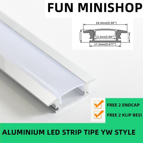 Jual COVER LAMPU ALUMINIUM LED STRIP KAP HOUSING TIPE YW STYLE 1METER ...