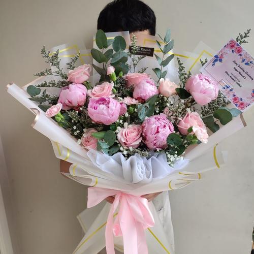 Jual bouquet peony flower rangkaian bunga peoni segar fresh bsd - 3 ...
