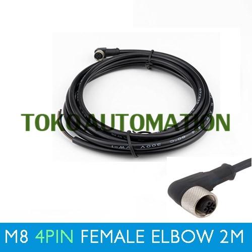 Jual M8 connector cable 4 Pin Female Elbow konektor Kabel 4P 2M SE08 ...