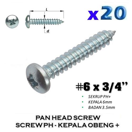 Jual x20 Sekrup Baut TAPPING PH 6x 3/4 Skrup Kepala Bulat Kayu Cembung - Kota Serang - SINAR ...