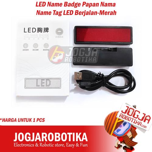 Jual LED Name Badge Papan Nama Name Tag LED Berjalan-Merah - Kab ...
