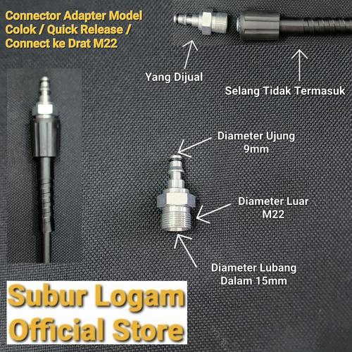 Jual Adapter Fitting Selang Jet Cleaner M22 Colok Quick Release Connect ...