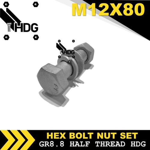 Jual HEX BOLT NUT SET HT GR8.8 M12X80 - Kab. Bekasi - BAUT HDG ...