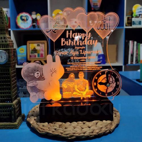 Jual Lampu Led Akrilik Desain Custom Uk. 20x30 cm - 5 mm, Pake Jam ...