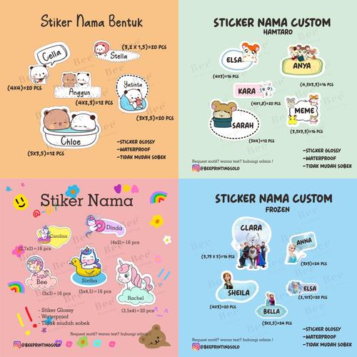 Jual STIKER LABEL NAMA ANAK LUCU KARAKTER GLOSSY WATERPROOF - FULL ...