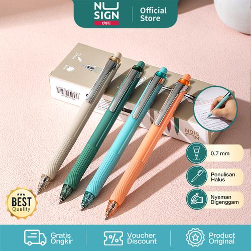 Promo Nusign Retracable Gel Pen/Pulpen Gel 0.7 mm Tinta Biru Hitam ...