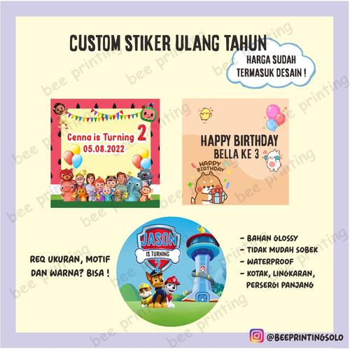 Jual STIKER ULANG TAHUN CUSTOM ANAK - 1 PAKET - Kota Surakarta - Bee ...