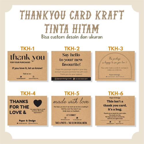 Jual THANK YOU CARD KRAFT PAPER | PUTIH HITAM | AESTHETIC | KARTU ...