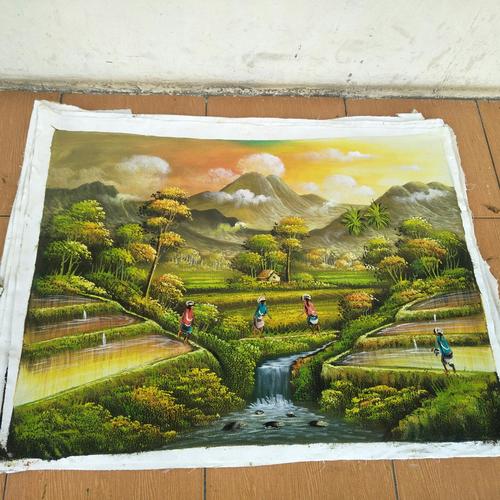 Jual Lukisan kanvas Abstrak estetik panen canvas dinding ruang tamu ...