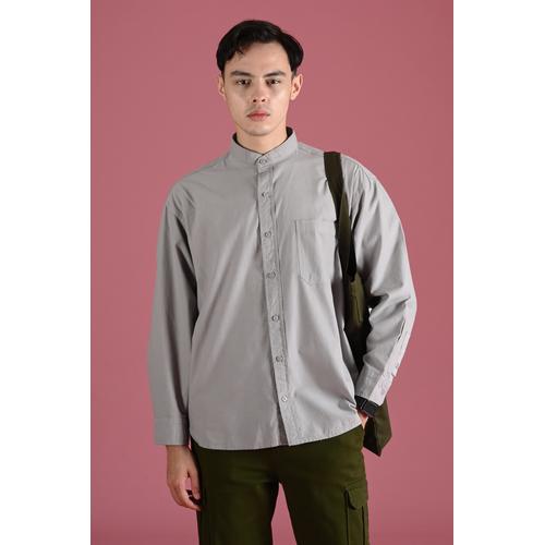 Jual KEMEJA PREPP STUDIO DREXEL OVERSIZED SHIRT STAND COLLAR LIGHT GREY ...