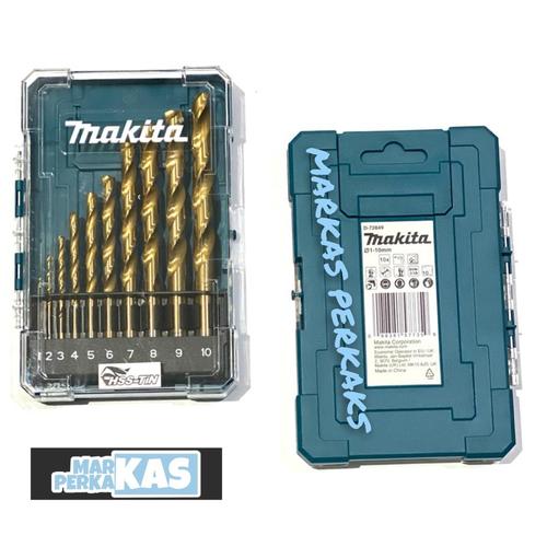 Jual MATA BOR BESI HSS-TIN 10 PCS MAKITA D-72849 DRILL BITS Set ...