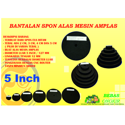 Jual 5 INCH SPON BULAT BANTALAN AMPLAS / SPONGE ALAS POLES GERINDA - 2 ...