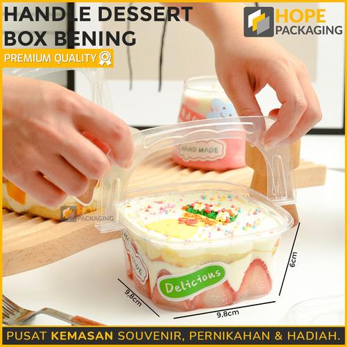 Jual [Harga/5pcs] Handle Kotak Plastik Mika/Box Kue/Dessert box/Cup ...