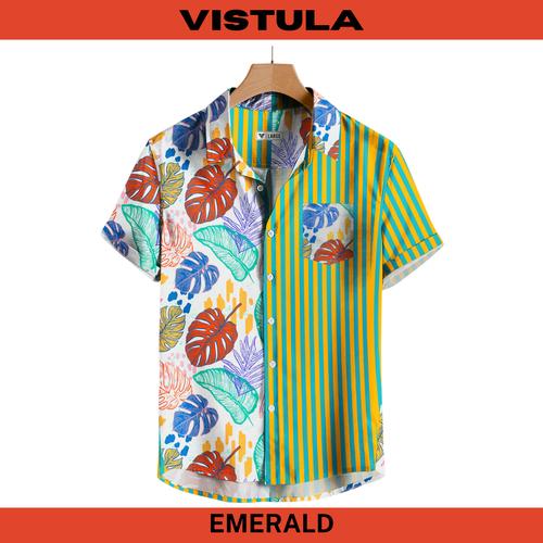 Jual Kemeja Pantai Lengan Pendek Pria Color Block Series - EMERALD - S ...