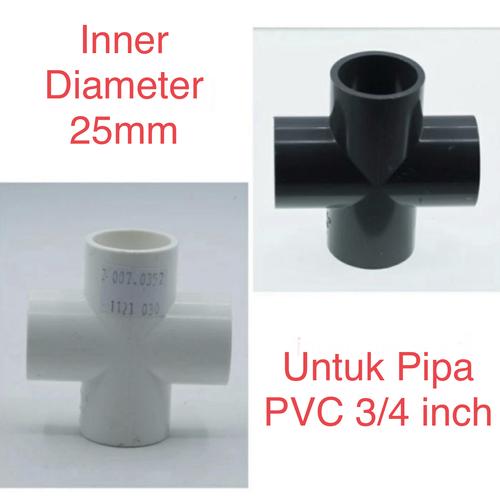 Jual Fitting 4 Arah Way Tee Cross Grey ID 25mm for Pipa PVC 3/4 inch ...