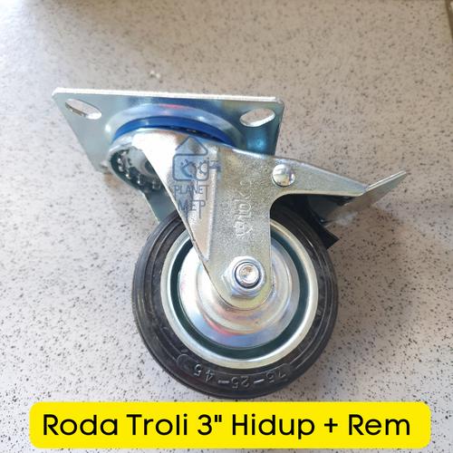 Jual TOKIO Roda Trolley Troli 3" Hidup + Rem Roda Karet - Kota Denpasar ...