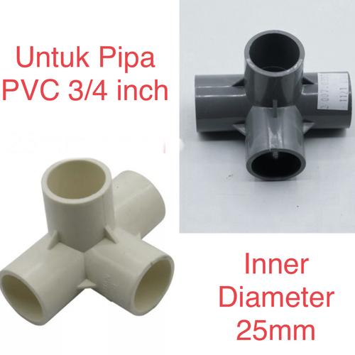 Jual Fitting T Tee 90 Degree White ID 25mm for Pipa PVC 3/4 Inch ...