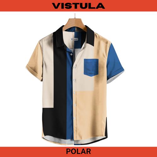 Jual Kemeja Pantai Lengan Pendek Pria Color Block Series - POLAR - S ...