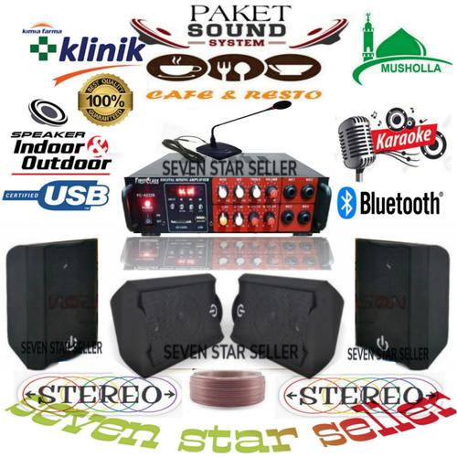 Jual PAKET SOUND AUDIO 1 UNIT AMPLIFIER 4 UNIT SPEAKER 1 UNIT MIC MEJA ...