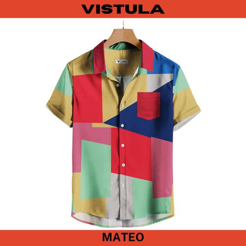 Jual Kemeja Pantai Lengan Pendek Pria Color Block Series - MATEO - XL ...