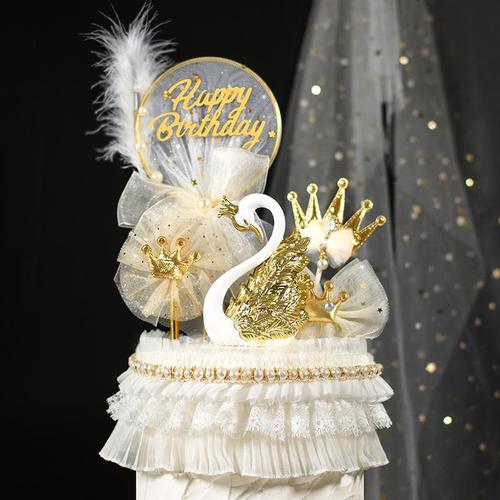 Jual Topper Cake Happy Birthday Feather Swan and Wing / Angsa / Sayap ...