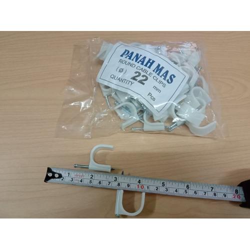 Jual Klem Pipa Pvc + Paku / Clamp Conduit Listrik Omega Putih 1/2" Inch ...