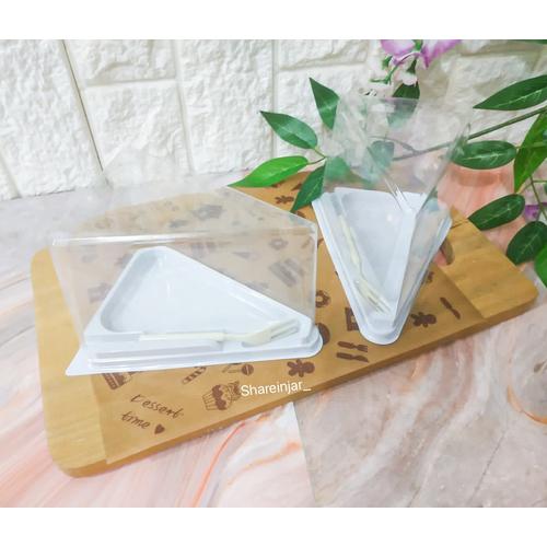 Jual Cake Case Mika Kue Packaging Bolu Slice Pudding + Tutup + Garpu #3 ...
