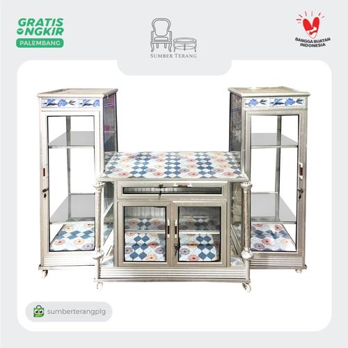 Jual Buffet TV Kaca Alumunium / Lemari TV Alumunium / Lemari Serbaguna ...