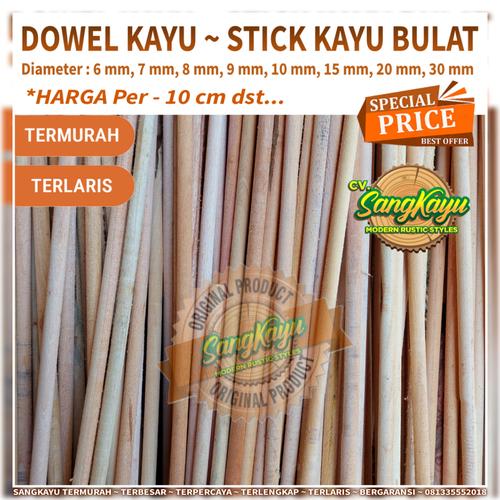 Jual Termurah Dowel potongan kayu tinggi 15 cm wooden stick bahan craft ...