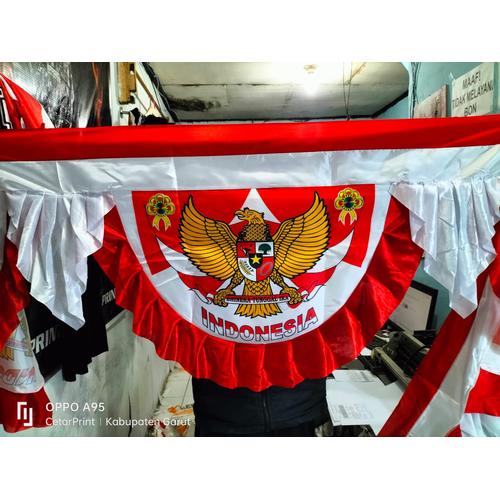 Jual bendera umbul umbul gelombang garuda - 5gelombang, renda merah ...