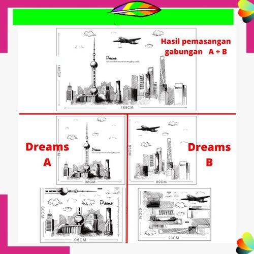 Jual WALLSTICKER SKETSA PARIS UKURAN 60X90CM - DREAMS A - Jakarta Utara ...
