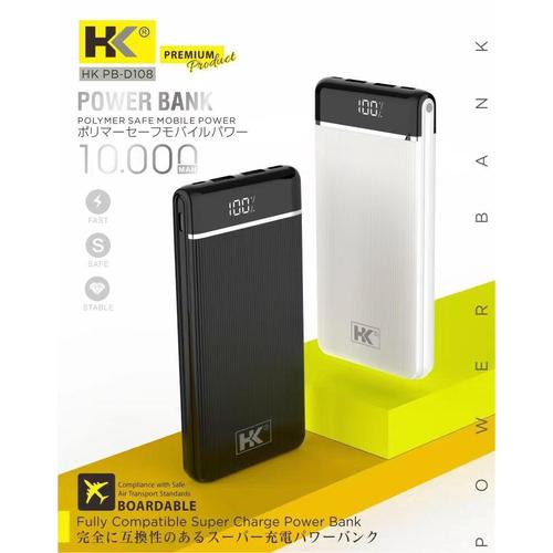 Promo Power Bank HK PB-D108 10000mAh 2USB LED Portable - Hitam - Kab ...