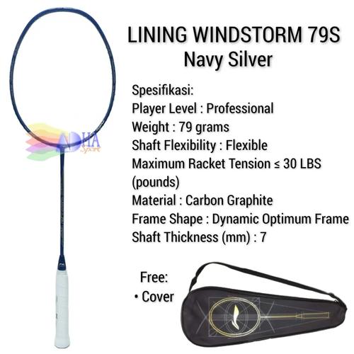 Jual Raket Badminton Lining Windstorm 79S / 79 S Navy Silver Original ...