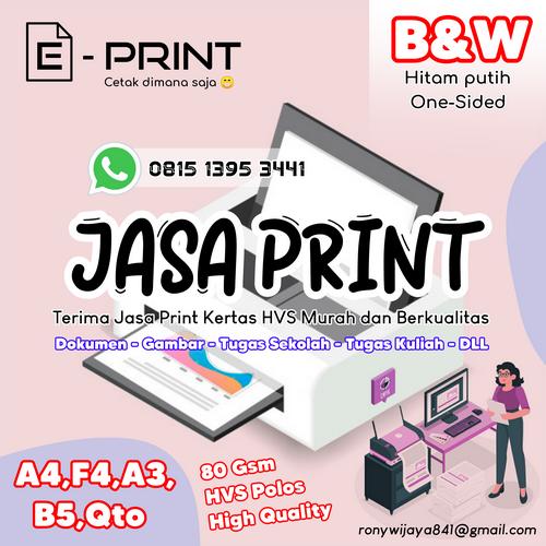 Jual Print Dokumen - Kertas Hvs 80 gsm / One Sided / Hitam Putih - A3 - Jakarta Selatan - Optima ...