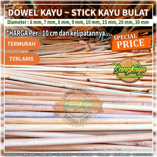 Jual Termurah Dowel potongan kayu tinggi 25 cm wooden stick bahan craft ...